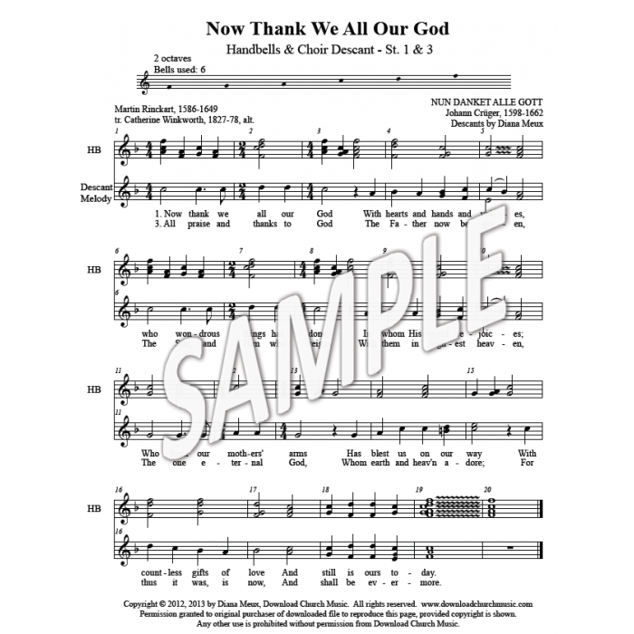 Now Thank We All Our God - HB & choir descant