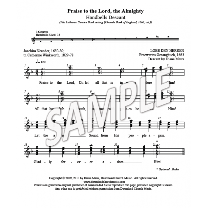 Praise to the Lord, the Almighty - HB Descant